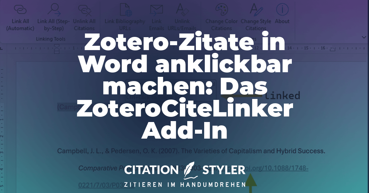 Zotero-Zitate In Word Anklickbar Machen: Das ZoteroCiteLinker Add-In ...