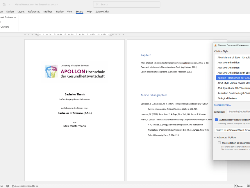 Changing the CSL citation style for Zotero and Mendeley: step-by-step ...