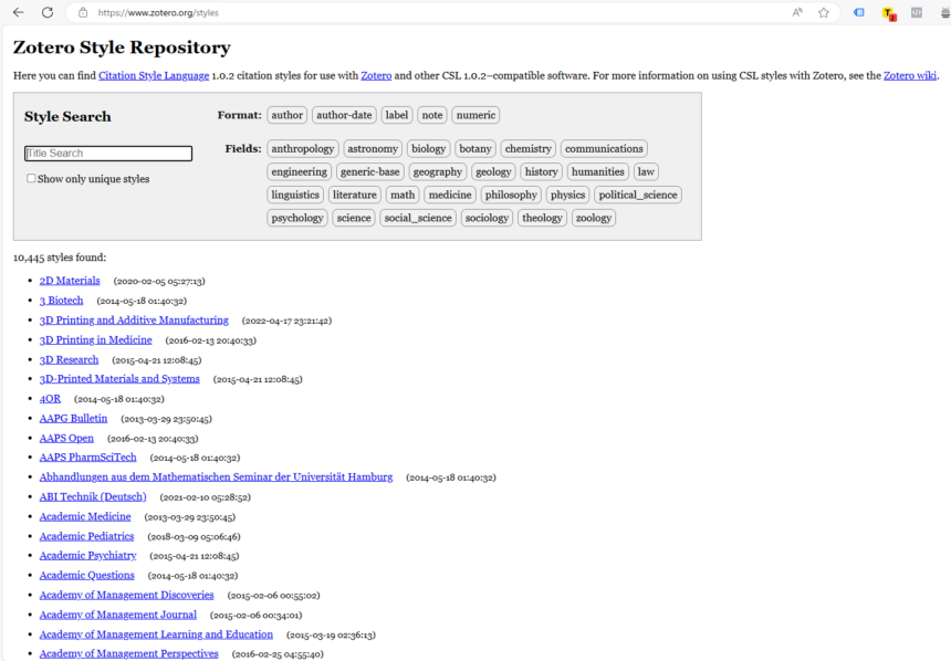 Using CSL Citation Styles with Zotero - Citation Styler